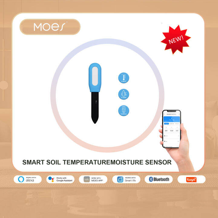MOES Smart Bluetooth Soil Tester Temperature Meter Moisture Humidity ...
