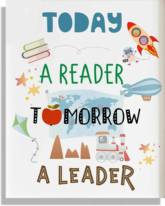 Today a Reader Tomorrow a Leader Elementary Library Rules Poster ...