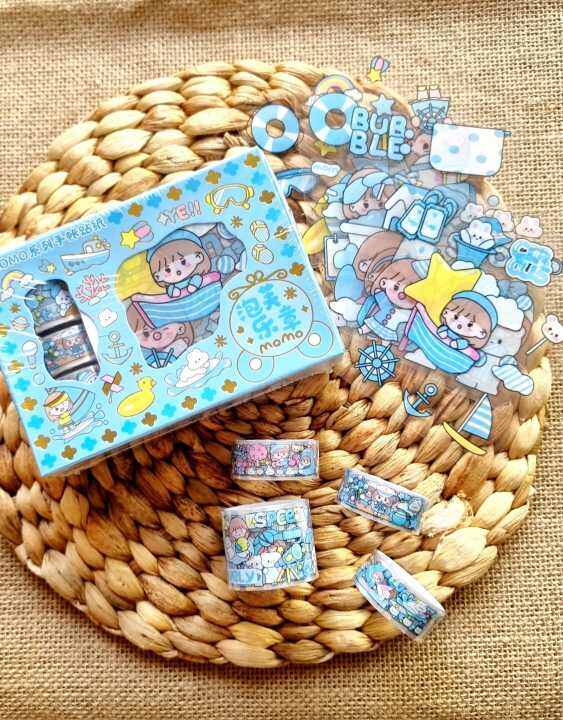 MOMO Sticker Roll 2D Korean Style Anti Air Dekorasi Kotak Bekal Botol ...