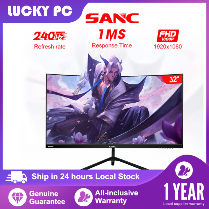 【240HZ 32inch】SANC 32inch Curved Monitor for Gaming Tilt, Height and ...