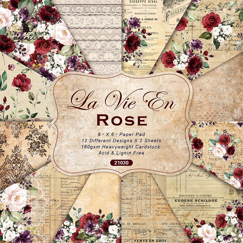 Paper 24 sheets Vintage Rose lace paper Scrapbooking patterned paper ...