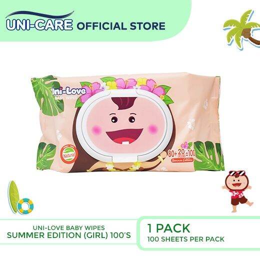 UniLove Baby Wipes Summer Edition (Girl) 100's Pack of 1 | Lazada PH