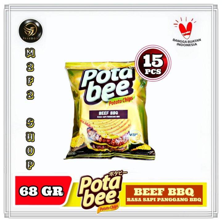 Keripik Kentang Potabee Daging Sapi BBQ | Beef BBQ - 68 gr (Kemasan 15 ...