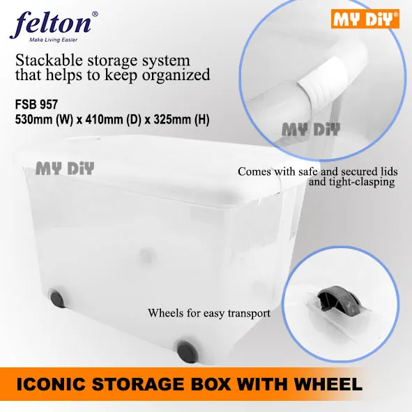 MYDIYHOMEDEPOT - Felton - Iconic Storage Box With Wheel (Clear ...