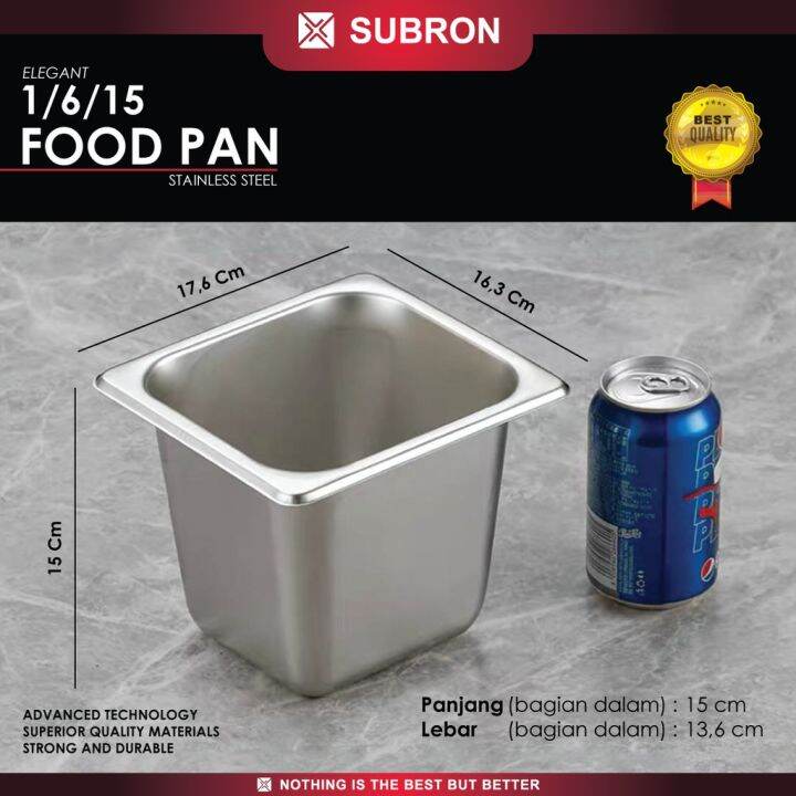 SUBRON Gastronom Food Pan 1/6 Ke Dalam 15cm Wadah Penyimpan Stainless Steel | Lazada Indonesia