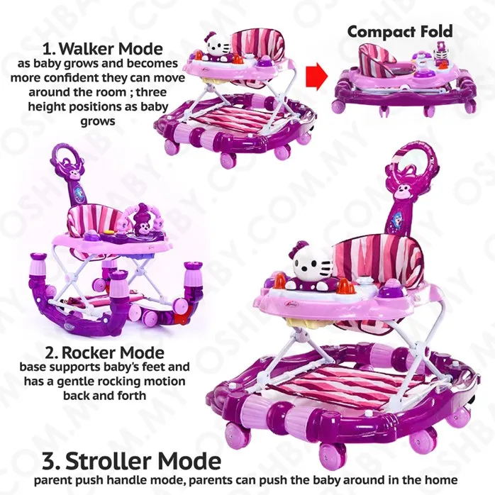 3 in 1 Hello Kitty Baby Walker Rocker Stroller Rocking Walker | Lazada PH
