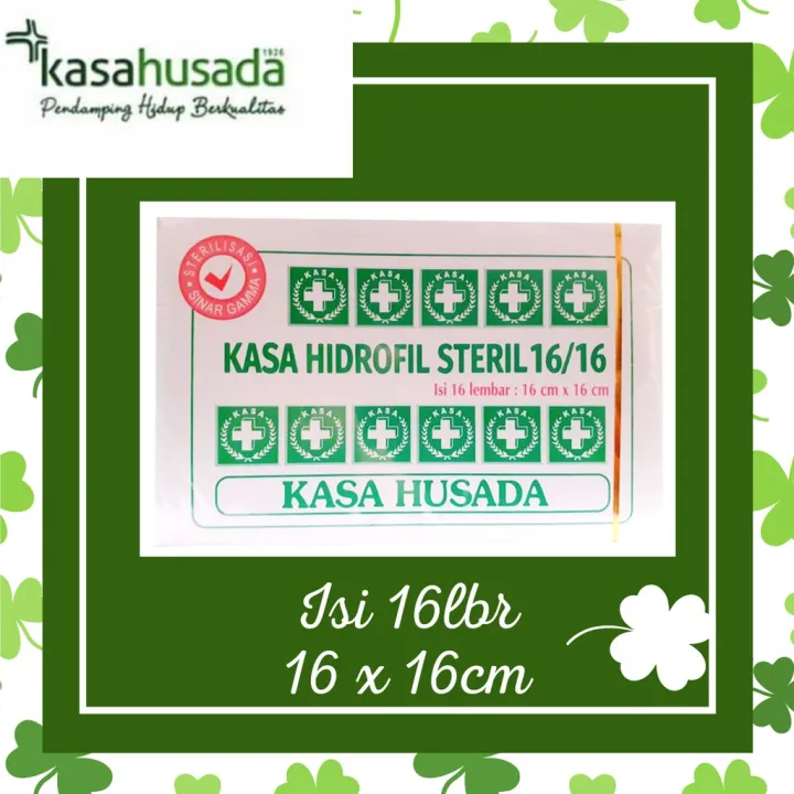 KASA HUSADA Kasa Hidrofil Steril Isi 16 Lembar 16x16cm kassa kain ...