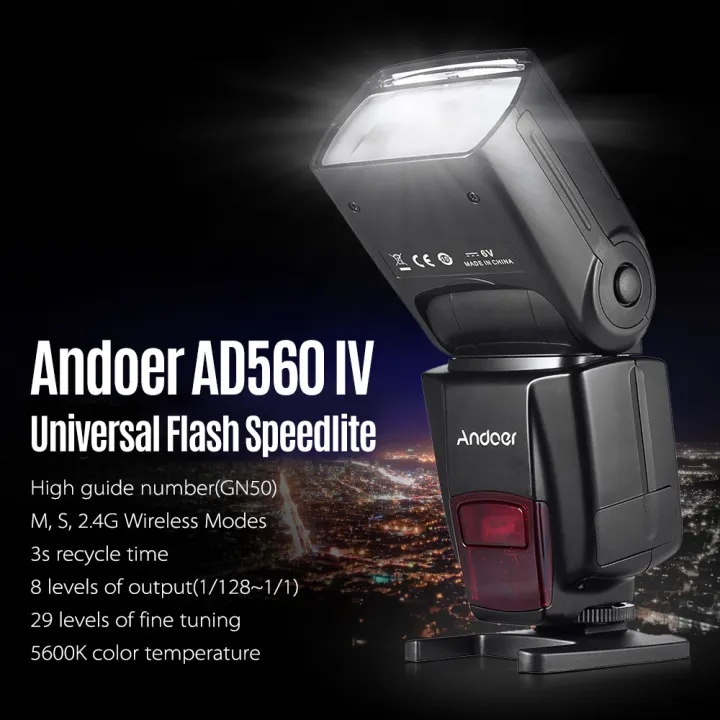 Andoer AD560 IV 2.4G Wireless On-camera Slave Speedlite Flash Light ...