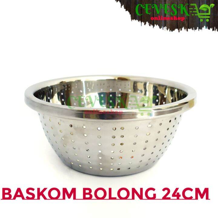 BASKOM BOLONG BASKOM STAINLESS STEEL SARINGAN BASKOM LUBANG | Lazada ...