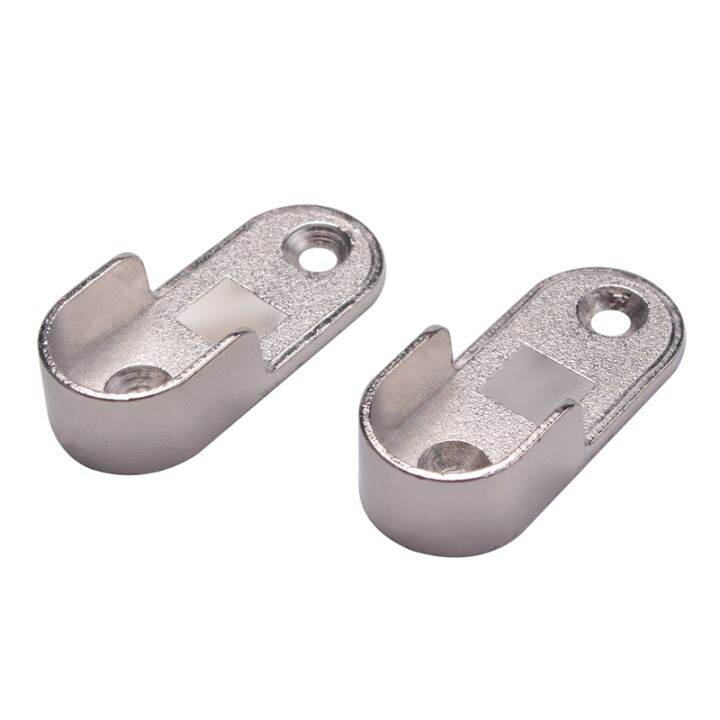 Oval Wardrobe Hanging Rail Rod End Bracket Support Silver Tone Pair ...