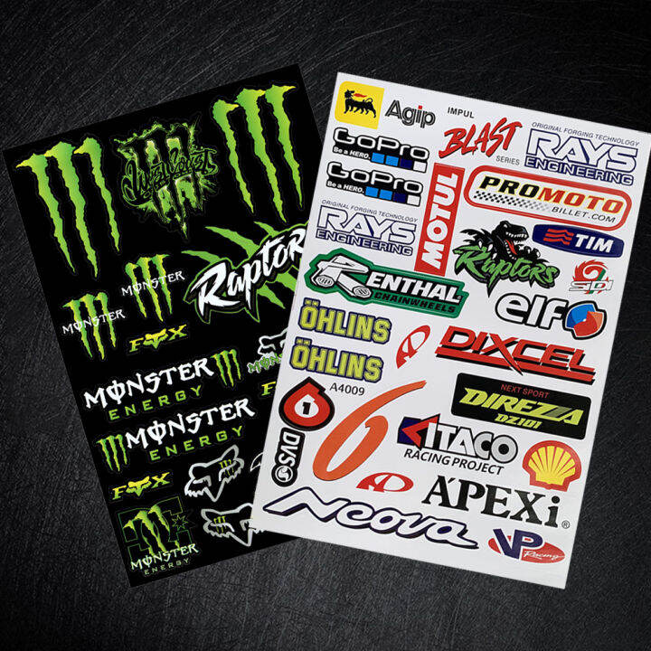 2 Set of PVC Material Dinosaur Shaped Monster Energy Stickers and ...