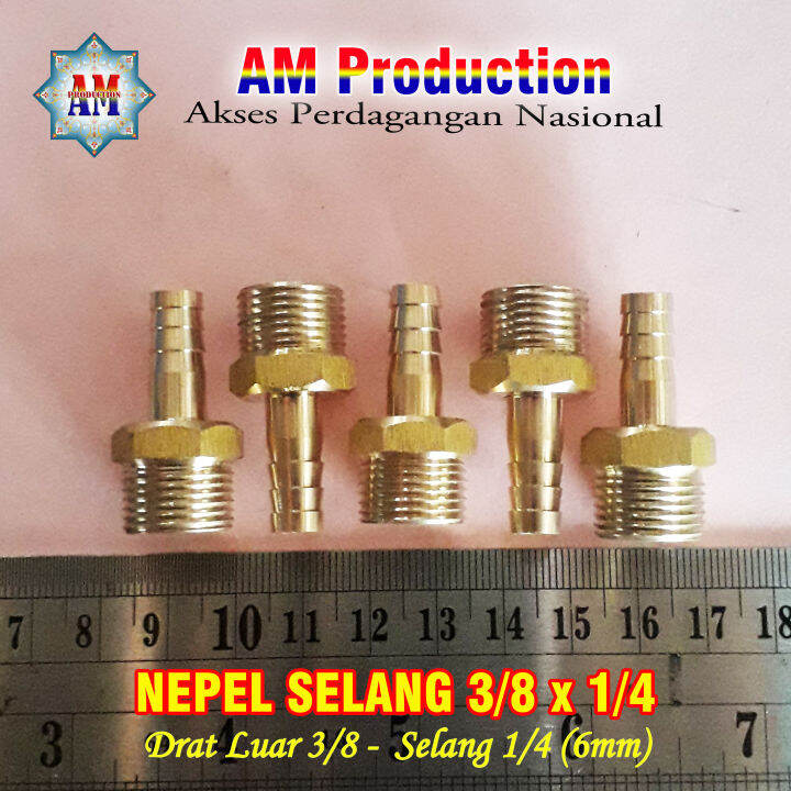 Nepel Selang 3/8x1/4, Neaple 3/8x1/4, Nipple Hose, Fitting Hose, Drat ...