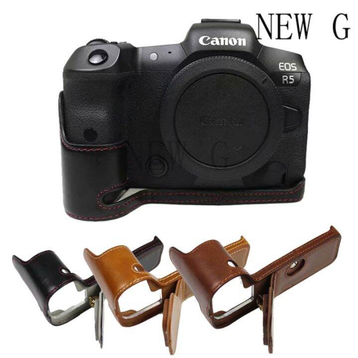 【NEW - G】PU leather Camera Bag Case For Canon EOS R5 R6 DSLR Half body ...