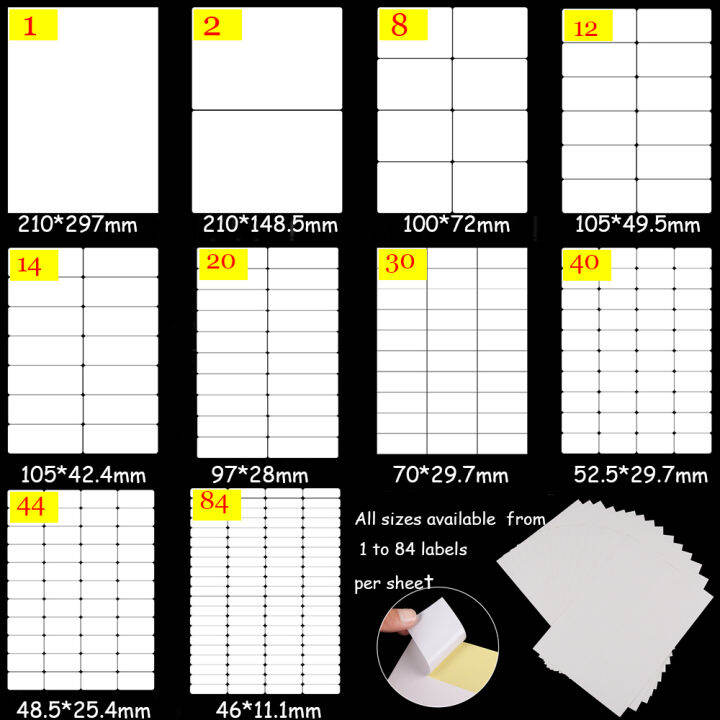 BK6H 5 sheets Inkjet A4 Splitting Stationery Package Label White ...