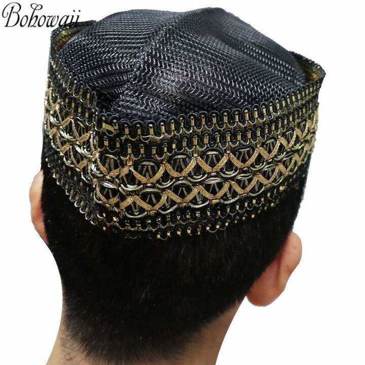 Peci Muslim หมวกบีนนี่ N หมวกคูฟีสำหรับผู้ชายมุสลิม Homme Hombre Kippah ...