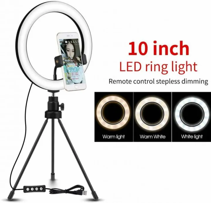 LED Ring Light Lamp Dimmable Fill Lilght 360° Adjustable Angle 3 Colors ...
