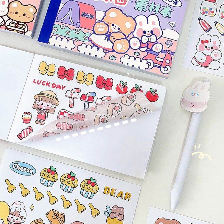 50 Sheets Cute Cartoon Stickers Book Student Large Capacity Decorative ...