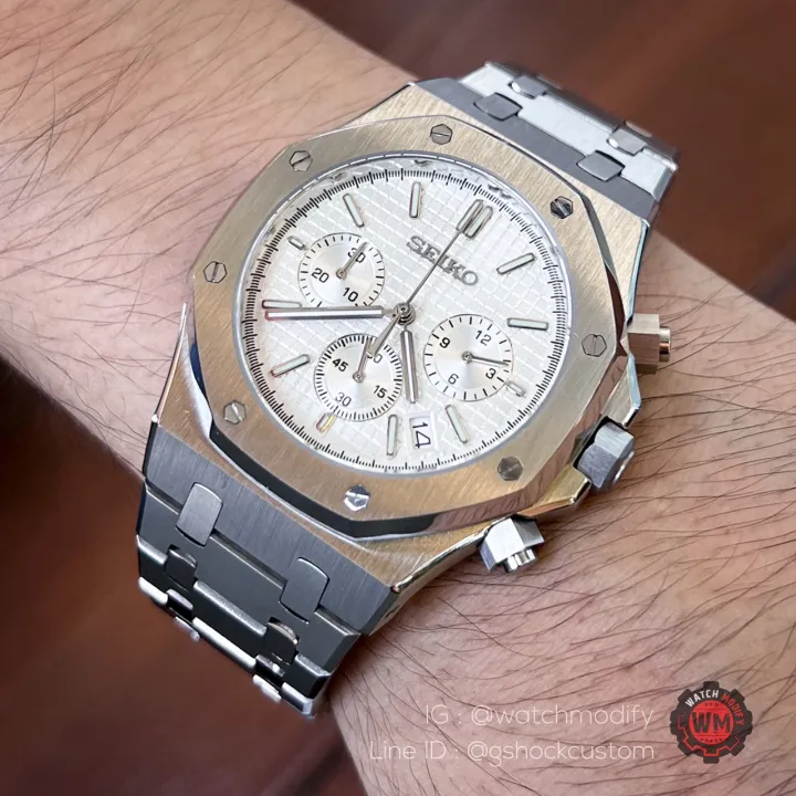 Seiko Modified AP white Chronograph Dial with Quartz Movement Sapphire ...