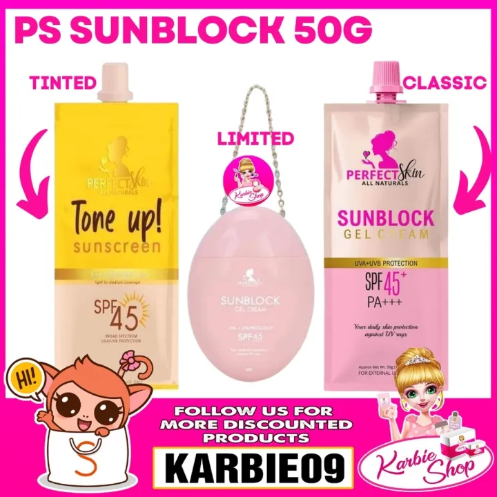 original PERFECT SKIN SUNBLOCK GEL CREAM SACHET 50G SPF 45 new ...