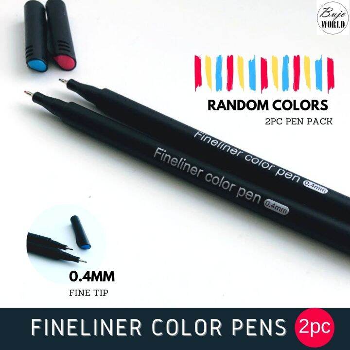 BujoWorld 2pcs Random colour Fineliner Pen 0.4mm Waterproof Line Sketch ...