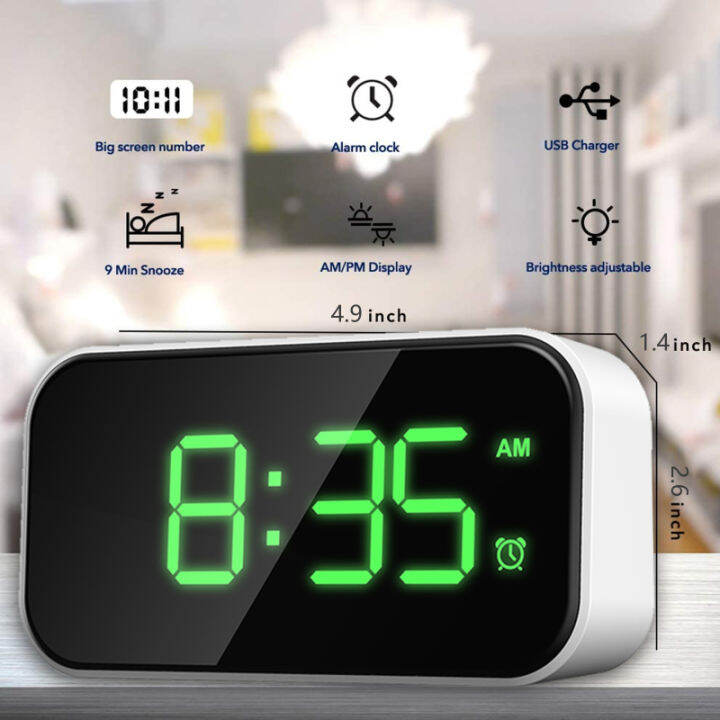 Digital Alarm Clock Full LED Mirror Screen 5-inch Creative Digital ...