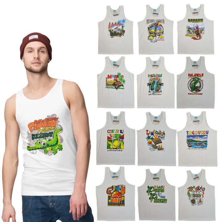 Cotton Philippines Cities Printed White Sando | Tourist City Summer ...