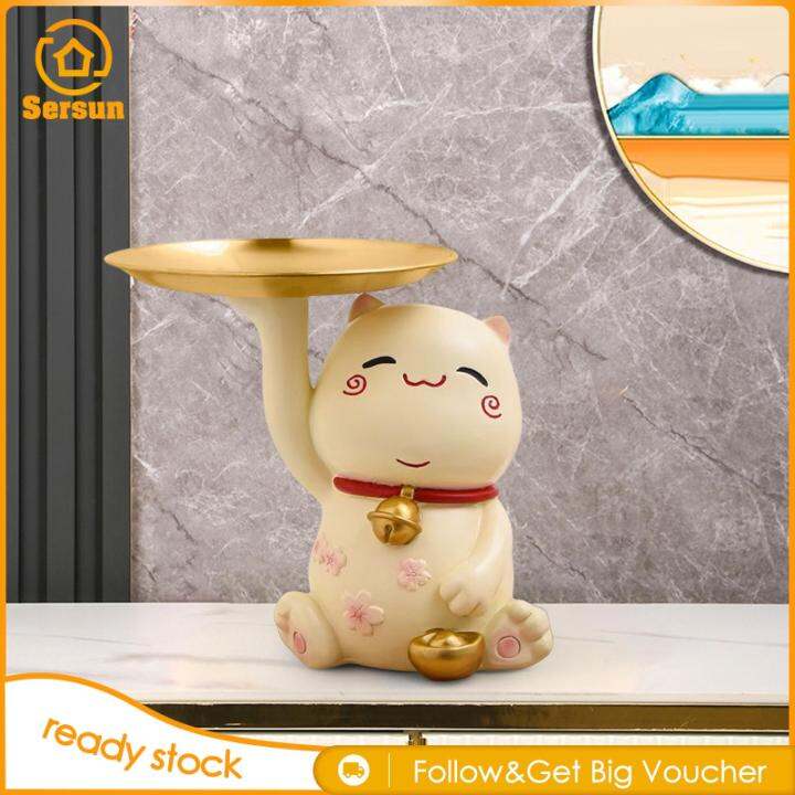 รูปปั้นแมว Sersun ถาดเก็บของเรซิ่นรูปลูกแมวเครื่องประดับที่ใส่กุญแจ | Lazada.co.th