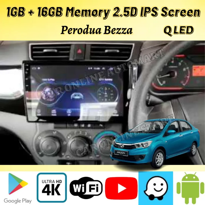 PERODUA BEZZA ~ MOHAWK T3L MS SERIES Q-LED 1GB+16GB 4K ANDROID PLAYER WITH CASING PLUG AND PLAY ...