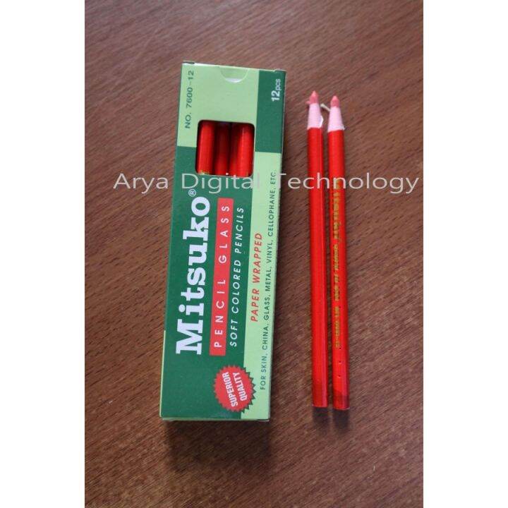 Pencil Glass Mitsuko Pensil Kaca Dermatograph Penanda Warna Merah Ori ...