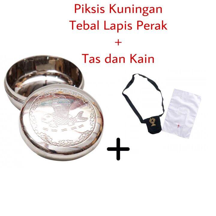 Piksis Bulat Kuningan Tebal (Termasuk Tas dan Kain)Tempat Menyimpan ...