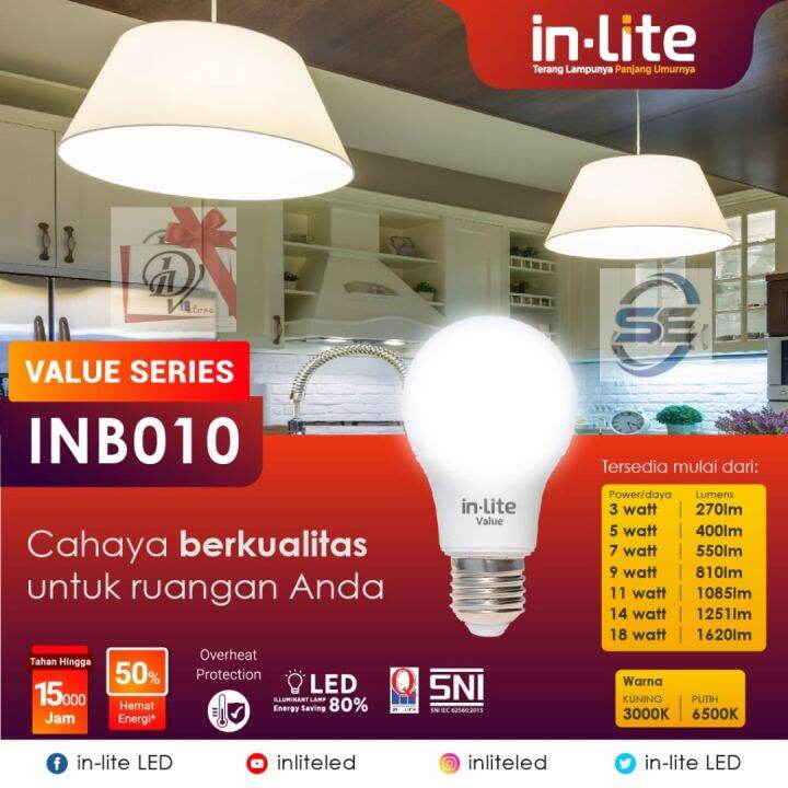 LAMPU LED IN-LITE VALUE 3W-18W GARANSI 1 TAHUN | Lazada Indonesia