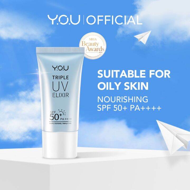 Y.O.U Triple UV Elixir Sunscreen SPF50 PA Brightening Lightweight ...