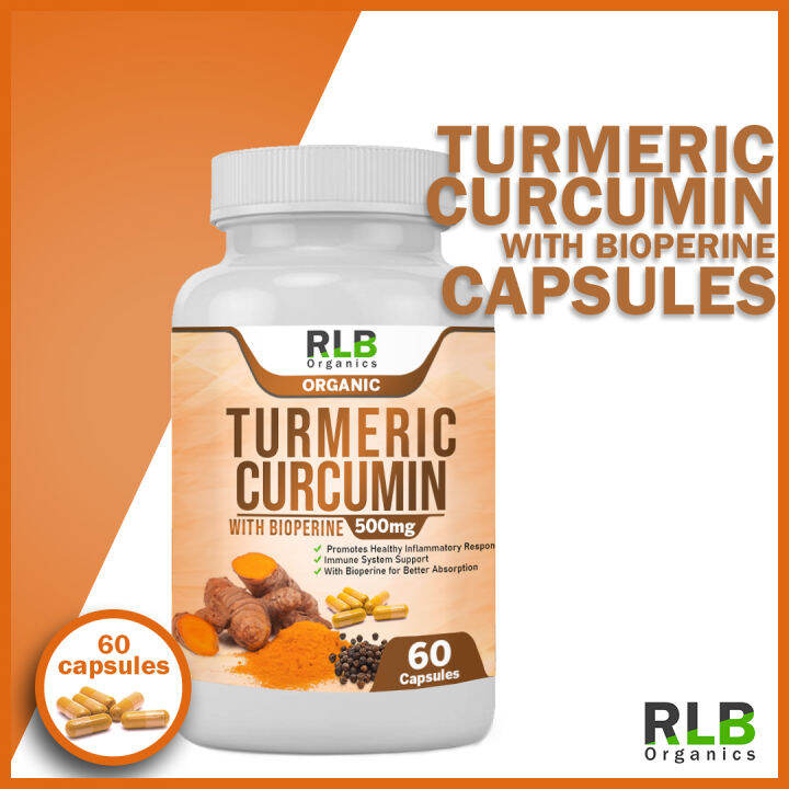 Organic Pure Natural Turmeric Curcumin with Bioperine Capsules (60 ...