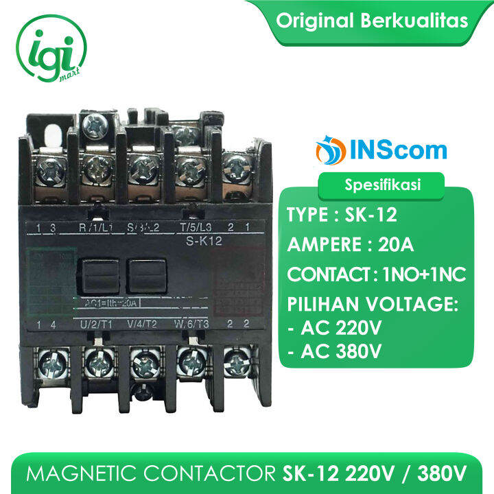 MAGNETIC CONTACTOR SK-12 220V 380V / AC KONTAKTOR SK 12 220VAC 380 V - 220V | Lazada Indonesia