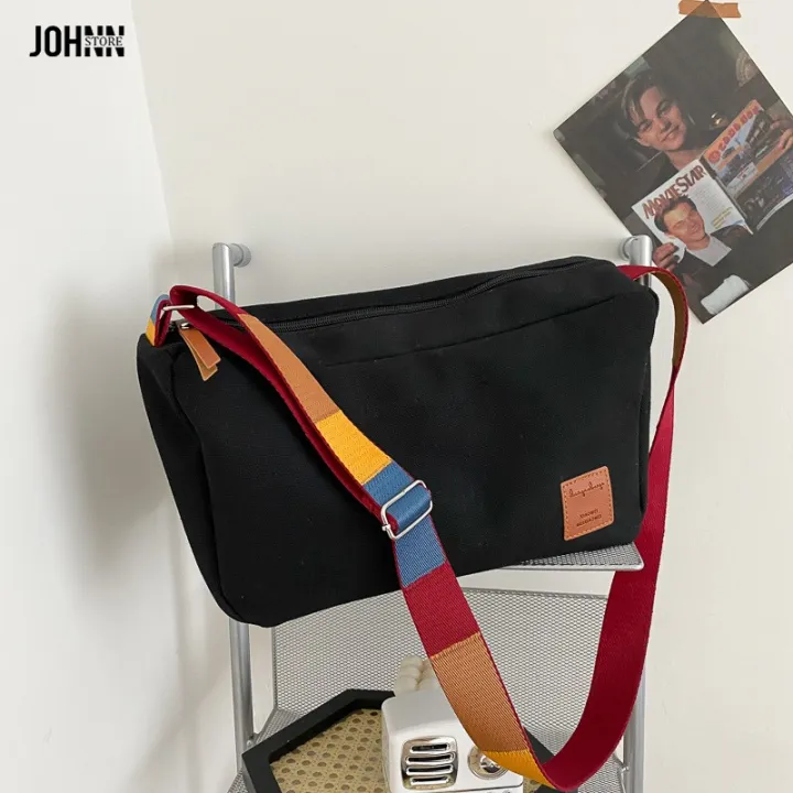 Cjoy กระเป๋าสะพายข้าง ผ้าใบแบบเรียบง่ายกระเป๋าสะพายข้างความจุขนาดใหญ่กระเป๋าสไตล์เรโทรผู้หญิง ...