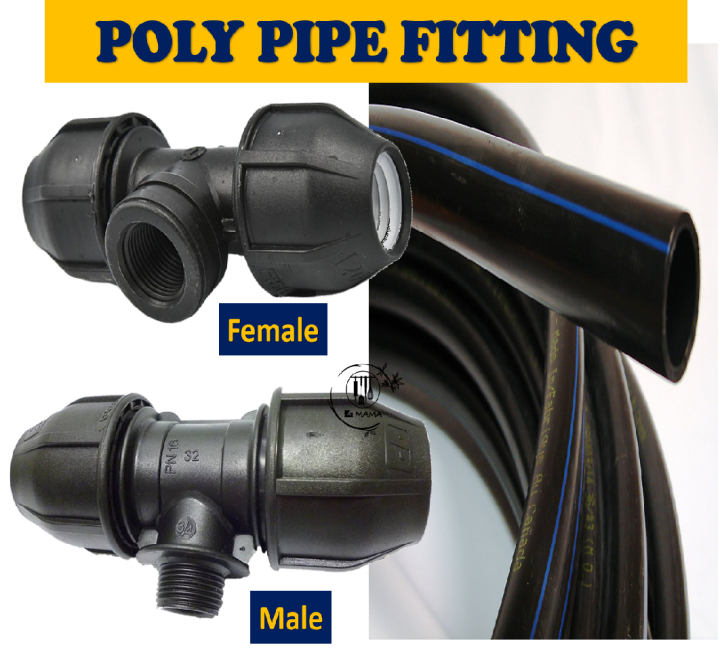 POLY PIPE FITTING / POLY TEE MALE THREAD FEMALE THREAD15MM 20MM 25MM ...