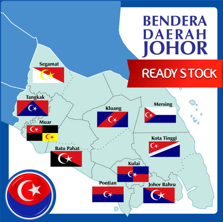【PLAYFUL】 Ready Stock Johor/ Dearah Johor Flag 2X4ft (Tarpaulin) | Lazada