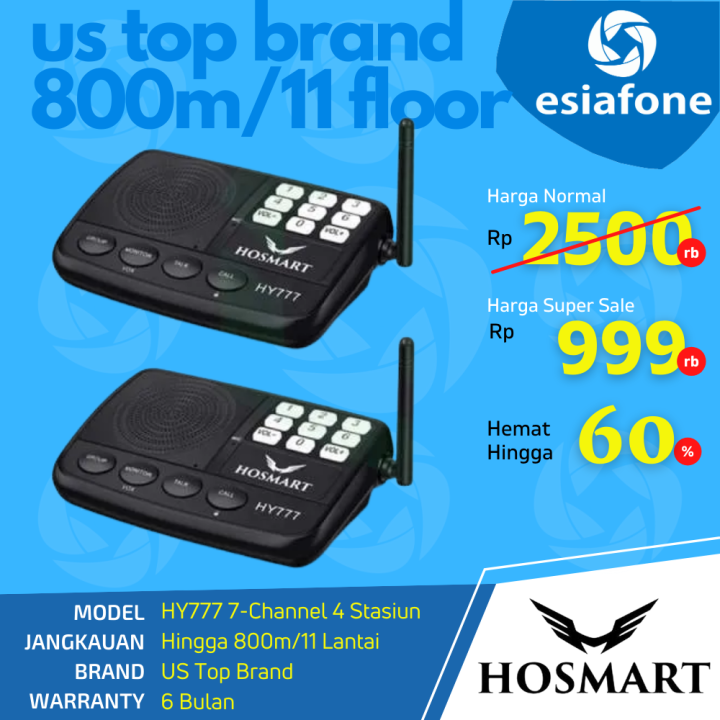 HOSMART HY777 Wireless Intercom 7 Channel - Interkom 2 Pcs Original Alt ... HOSMART HY777 Wireless Intercom 7 Channel - Interkom 2 Pcs Original Alt ...