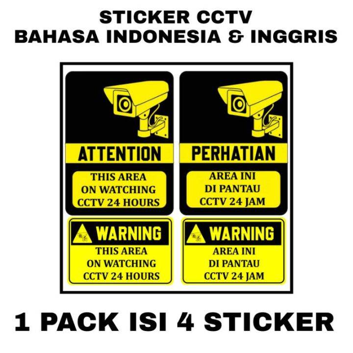 STIKER CCTV 1 PACK ISI 4 STICKER BAHASA INDONESIA DAN INGGRIS | Lazada ...