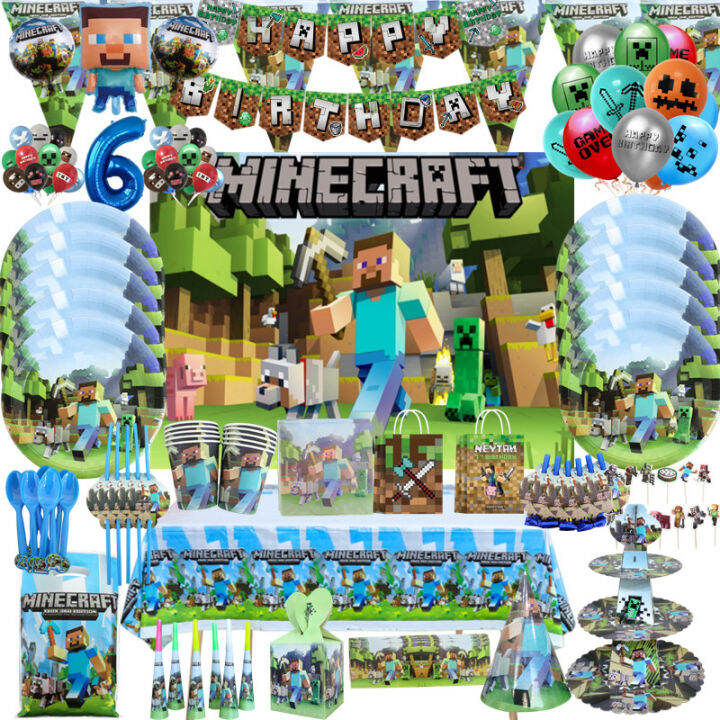 Minecraft Theme Birthday Party Decoration Children's Disposable ...