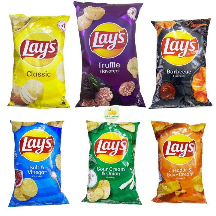 Lay's Potato Chips Sour Cream BBQ Cheddar SaltVinegar Classic 6.5oz ...