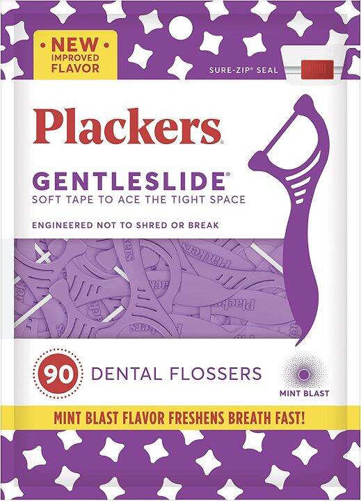 Plackers Gentleslide Soft Tape To Ace The Tight Space Mint Blast Flavor - 90 Dental Flossers ...