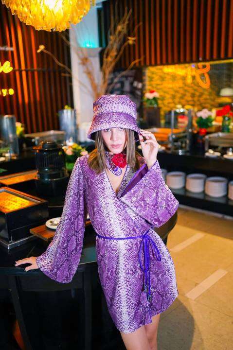 Violet python bucket hat | Lazada.co.th