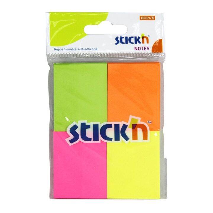 กระดาษโน้ตกาวในตัว STICK'N #21091 ขนาด 1.5x2 นิ้ว (1x4) คละสีนีออน (PC ...