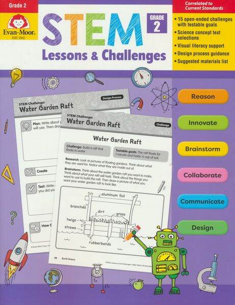 Evan moor stem lessons & challenges grade 2 California auxiliary courses and challenges second ...