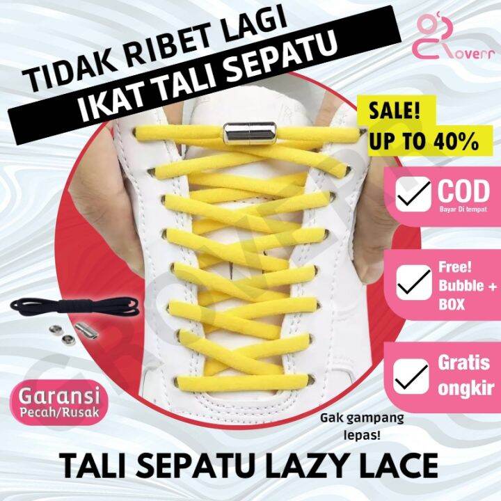 Tali Sepatu Elastis Karet Pipih Praktis Tanpa Ikat Model Lock Tube ...