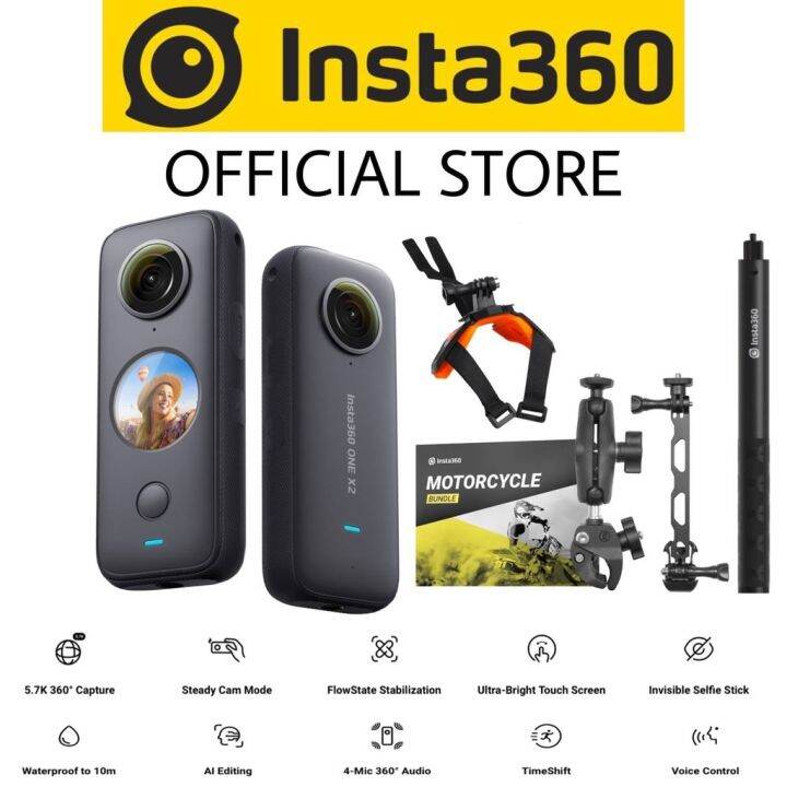 Insta360 One x2 with Motorcycle Mount Bundle - 5.7K Dual-Mode 360 ...