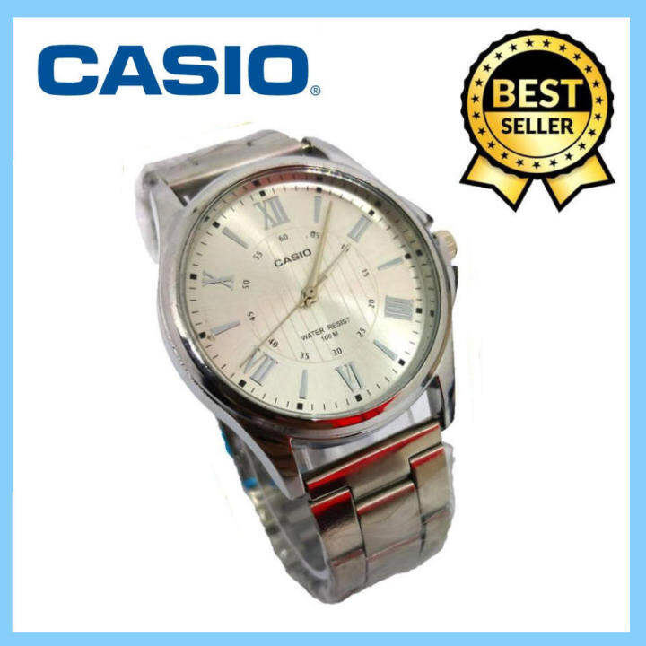 Casio Roman Numeral Silver Dial Stainless Steel Watch For Men(Silver ...
