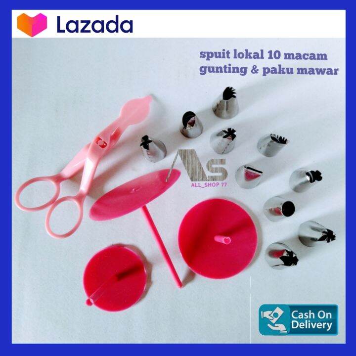 DEKORASI KUE SPUIT LOKAL PAKU MAWAR GUNTING MAWAR | Lazada Indonesia