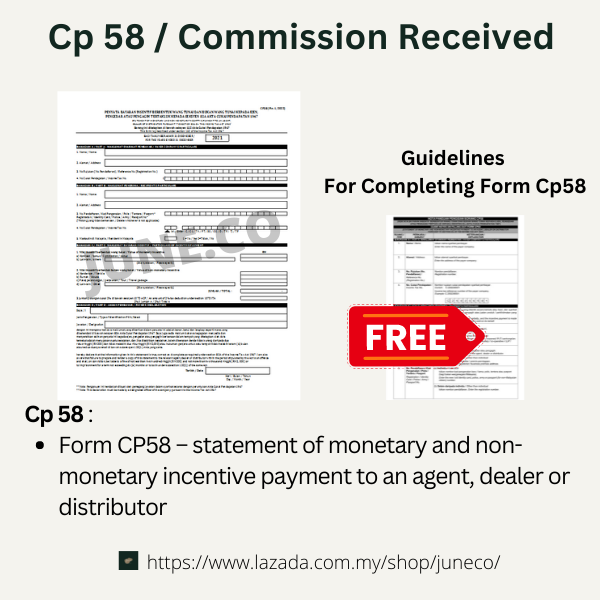 FORM CP58 COMMISSION AGENT INCOME TAX BORANG CP58 CUKAI PENDAPATAN EJEN ...